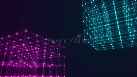 Futuristic Cube Of Particles And Lines Network Connection Big Data Abstract Technology