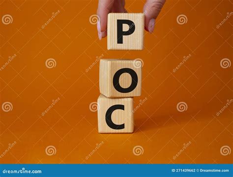 Poc Proof Of Concept Symbol Wooden Cubes With Words Poc Businessman