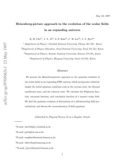 Pdf Heisenberg Picture Approach To The Evolution Of The Scalar Fields
