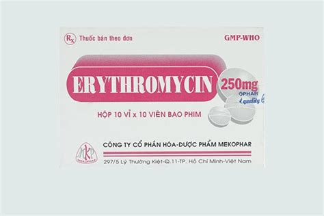 Thuốc Erythromycin 250mg Mekophar Nhà Thuốc Việt Anh Giá Cả Hợp Lý