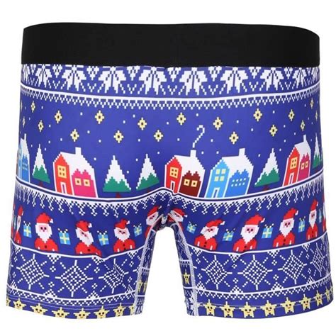 Yizyif Homme Boxer Noël Sexy Caleçon Imprimé Élastique Shorty Sous
