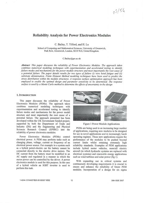 Pdf Reliability Analysis For Power Electronics Modules