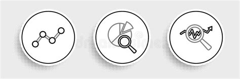 Set Line Search Data Analysis Graph Chart Infographic And Icon Vector