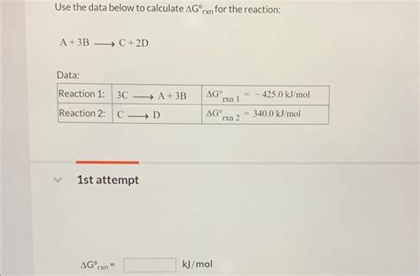 Solved Use The Data Below To Calculate Grxn For The Chegg
