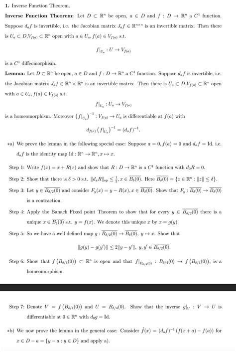 Solved Inverse Function Theoreminverse Function Theorem