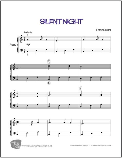 Printable Silent Night Piano Sheet Music Printable Free Templates