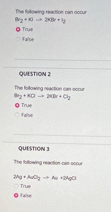Solved The Following Reaction Can Occur Br2 Ki→2kbr I2 True