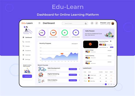 Edu Learn Dashboard For Online Learning Platform On Behance