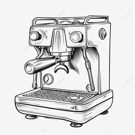 Coffee Maker Machine Line Art Coffee Beverage Espresso Png