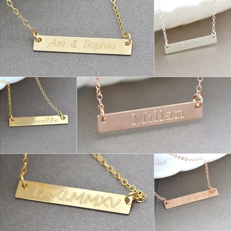 Personalized Layered Bar Necklace Bar Necklace Set Etsy