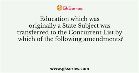 Education Which Was Originally A State Subject Was Transferred To The