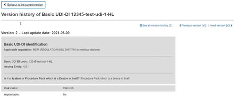 View Spp Historical Versions For Udi Di And Associated Entities