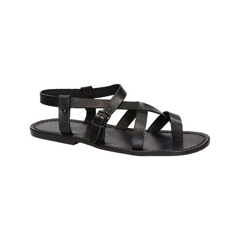 Gladiator Sandals For Men In Black Real Calf Leather The Leather