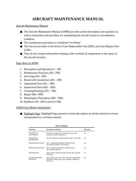 Aircraft Maintenance Manual Pdf