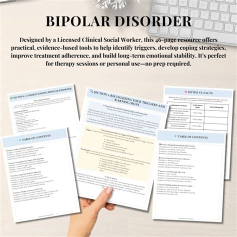 Bipolar Disorder Workbook For Therapists Printable Mood Tracker Cbt Tool