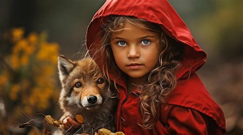 Premium Photo In The Forest Little Red Riding Hoodxa