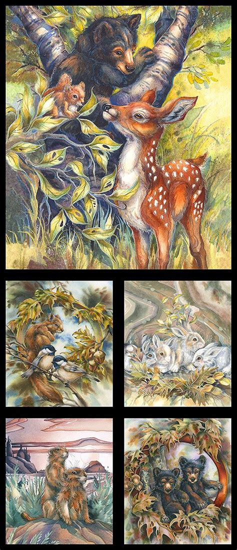 North American Wildlife Springtime Babies 24 X 44 PANEL Quilt