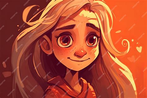 Un Dessin Animé Dune Fille Aux Longs Cheveux Blonds Et Aux Taches De
