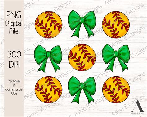 Softball And Bows Png Green Bows And Softballs Cute Tshirt Design Take Me To The Ballgame Png