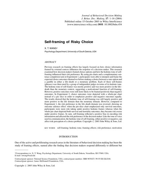pdf self framing of risky choice
