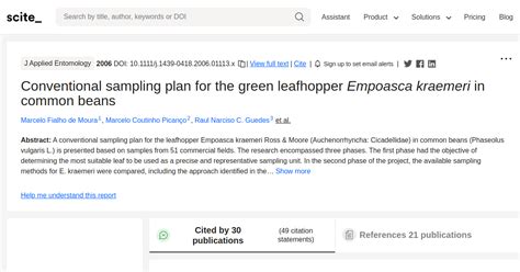 Conventional Sampling Plan For The Green Leafhopper Empoasca Kraemeri