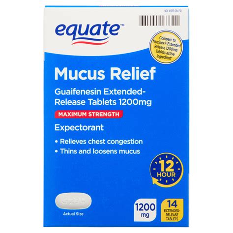 Equate Mucus Relief Maximum Strength 1200 Mg Extended Release Tablets