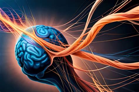 Human Brain Close Up Showing Neural Pathways And Neurons Firing Banner Copy Space Generative