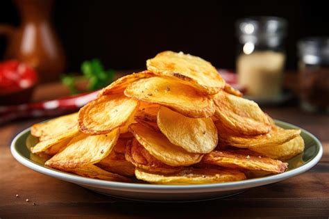Premium Photo Unhealthy Food Potato Chips On Dish
