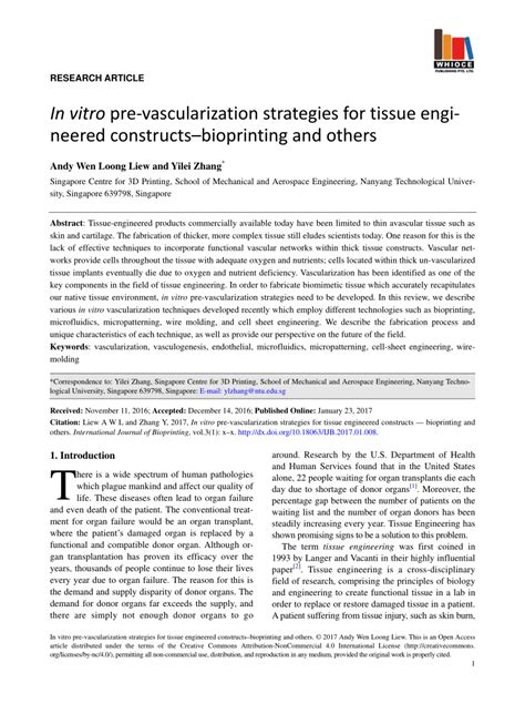 Pdf In Vitro Pre Vascularization Strategies For Tissue Engineered