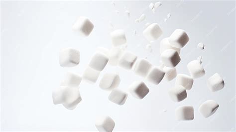 Falling Marshmallow Isolated On White Background Full Premium Ai