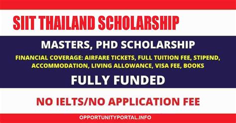 Siit Thailand Scholarship For Masters And Ph D Fully Funded