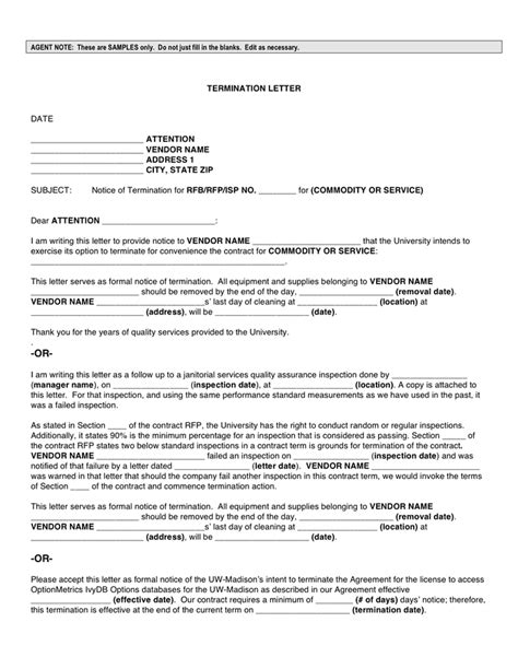 Termination Letter Sample In Word And Pdf Formats