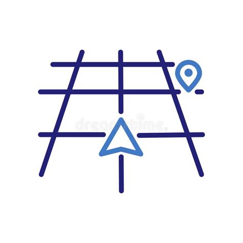 Navigation System Icon With Destination Map Vector Thin Line