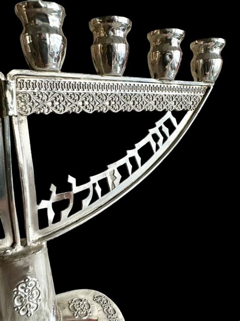 Objets de culte juif 1 Lampe hannukah Menorah en filigrane dargent 925 Art juif yéménite