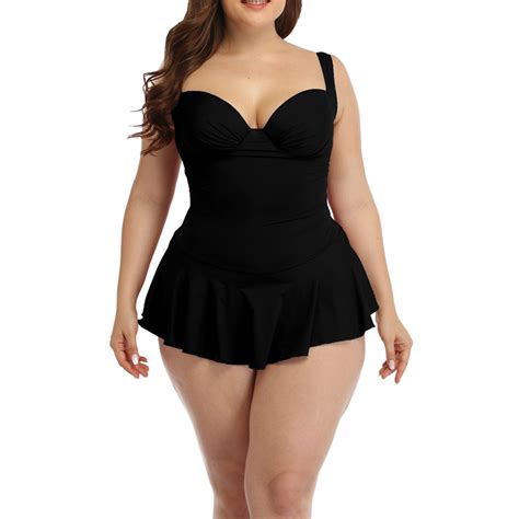 Fdgiu Vintage V Neck Ruched Swimdress One Piece Swim Skirt With High Waisted Tummy Control
