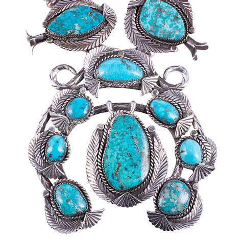Sterling Silver Turquoise Squash Blossom Necklace Solvang Antiques