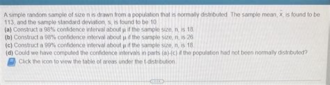 Solved A Simple Random Sample Of Size N Is Drawn From A Chegg Com