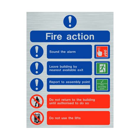 Stainless Steel Fire Action Notice Sign Fire Protection Provider