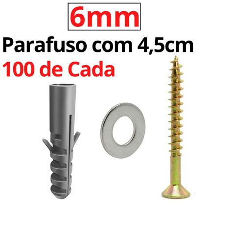 Parafuso Bucha 6mm E Arruela Kit Buchas 6mm Parafuso E Arruela