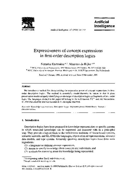 Pdf Expressiveness Of Concept Expressions In First Order Description Logics