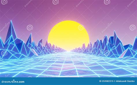 80s Retro Futuristic Sci Fi Seamless Loop Retrowave Vj Video Game Landscape Neon Lights And
