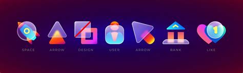 Glassmorphism Icons Realistic Glassmorphism Ui Icons Set Vector