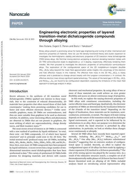 Pdf Engineering Electronic Properties Of Layered Transition Metal