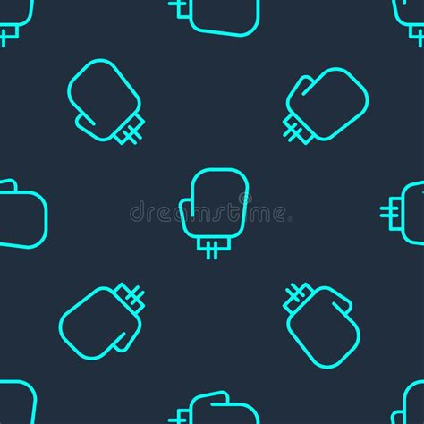 Green Line Boxing Glove Icon Isolated Seamless Pattern On Blue Background Vector Illustration