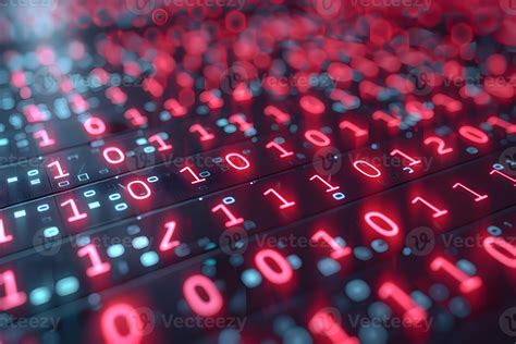 Binary Code In Red And Blue Futuristic Digital Data Concept For