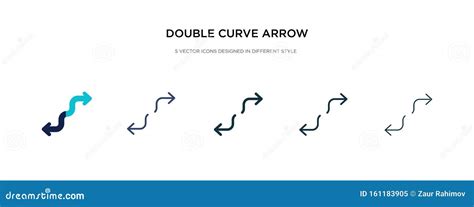 Double Curve Arrow Icon In Different Style Vector Illustration Two Colored And Black Double