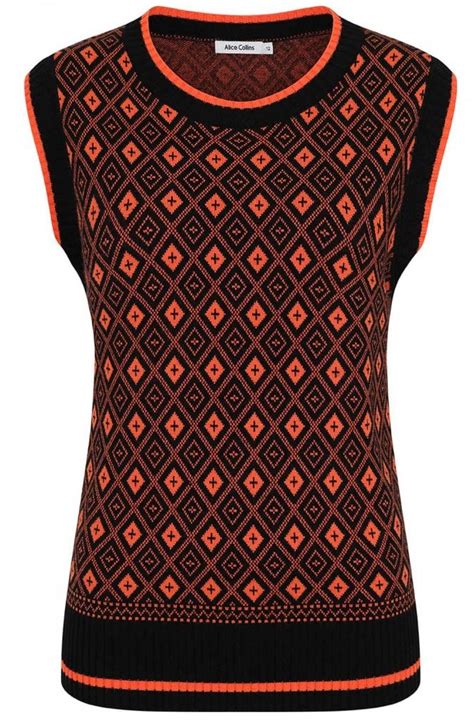 Alice Collins Black And Flame Caitlin Slip Over Knitwear From Shirt