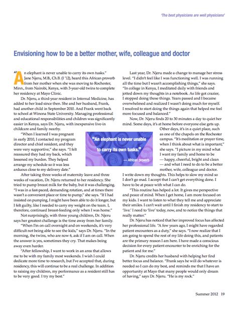 Mayo Clinic Alumni Association Jane Njeru Mb Chb — Finding The Tools To Be A Balanced