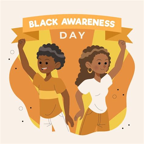 Fondo dibujado a mano día de la conciencia negra Vector Premium