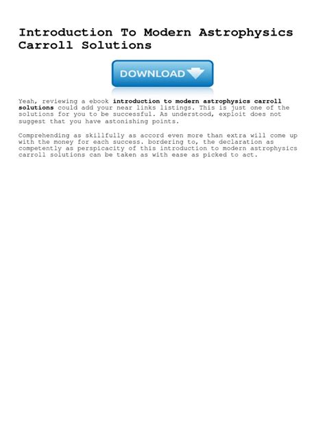 Introduction To Modern Astrophysics Carroll Solutions Pdf